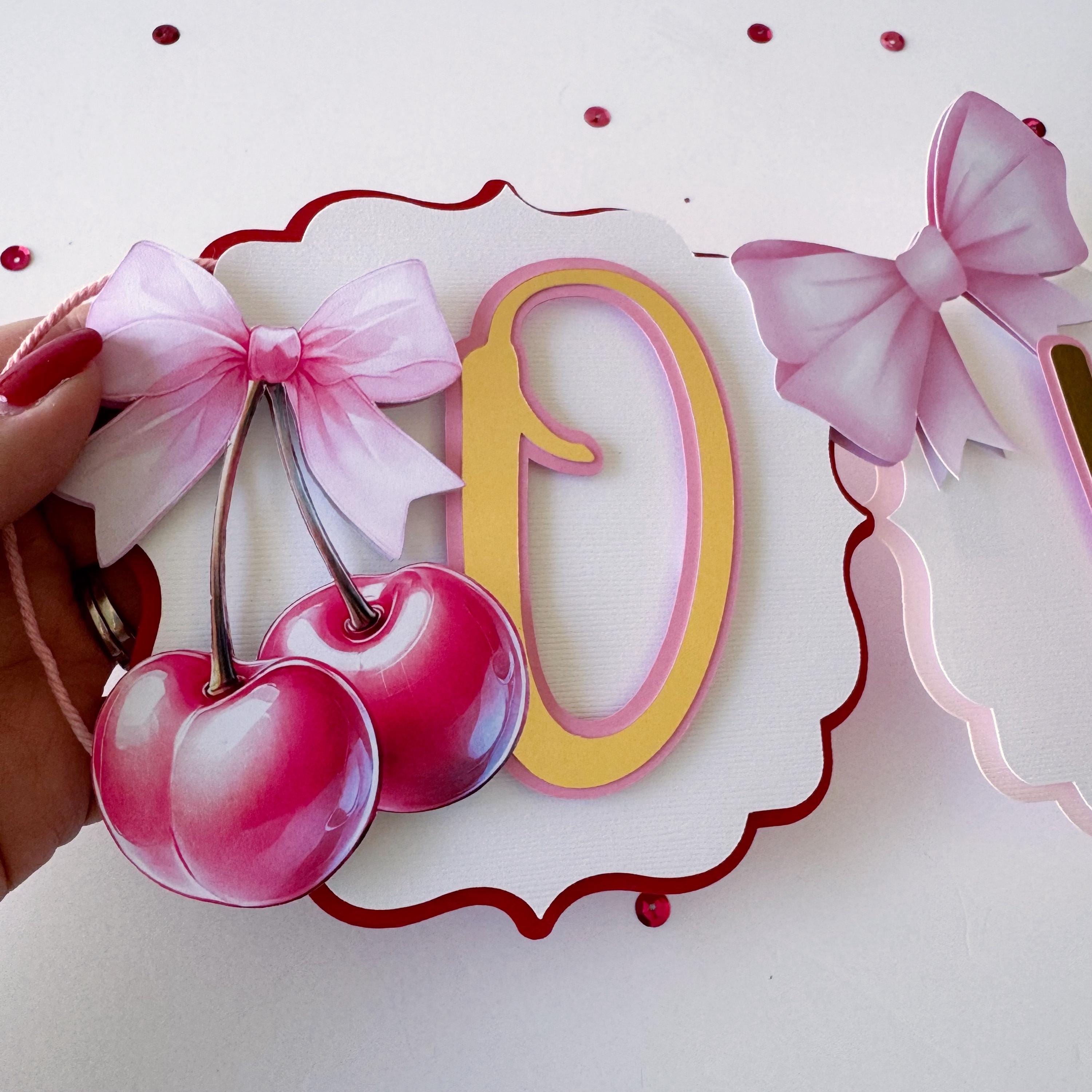 Cherry and Bow High Chair Banner Coquette Cherry Theme First Birthday ...