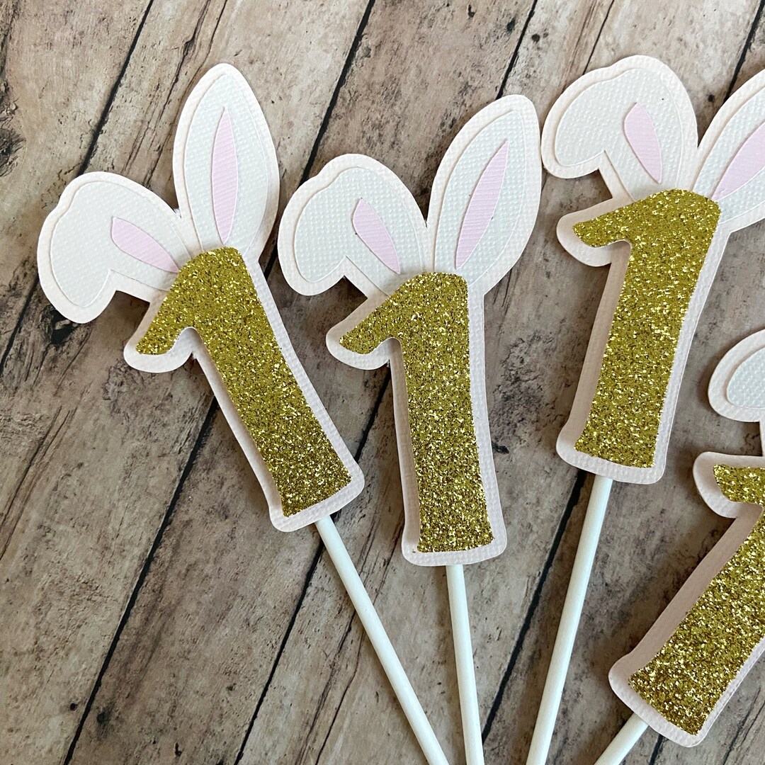 Easter Bunny Cupcake Toppers, Bunny First Birthday Party Decorations ...