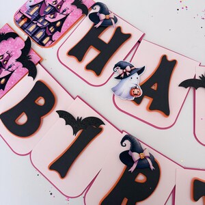 Pink Halloween Ghost Birthday Banner Halloween Party Decorations Pink ...