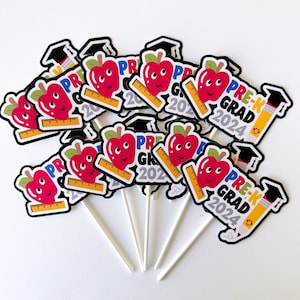 Graduation 2025 Cupcake Toppers Pre Kindergarten Graduation Theme Party ...