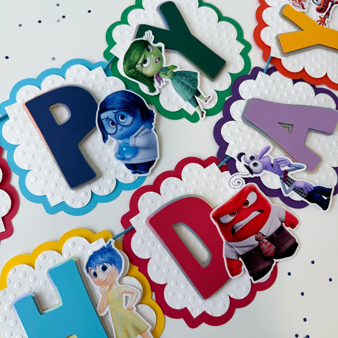 Inside Out Birthday Banner Inside Out Party Decorations Happy Birthday ...