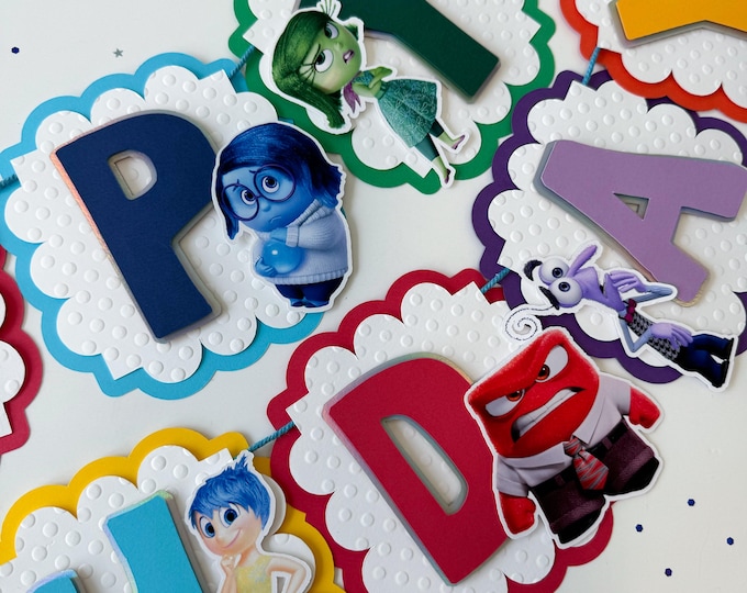 Inside Out Birthday Banner Inside Out Party Decorations Happy Birthday ...