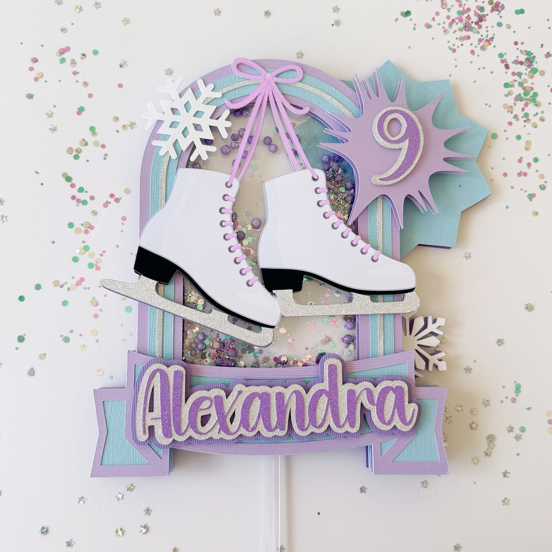 Ice Skating Theme Party Cake Topper Ice Skating Party Decorations Ice ...