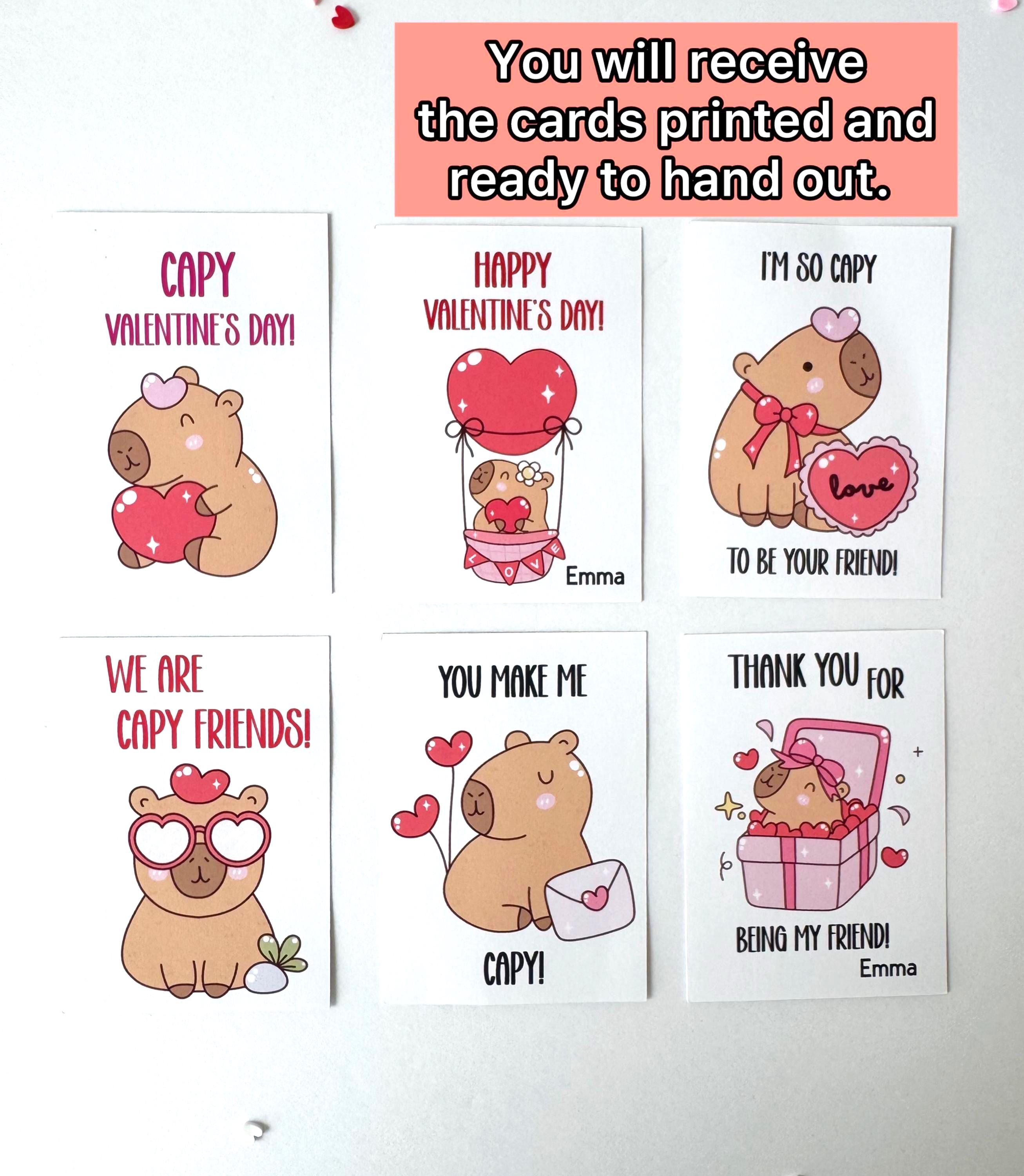 Capybara Valentines Day Cards Capybara Theme Valentines Classroom Cards ...