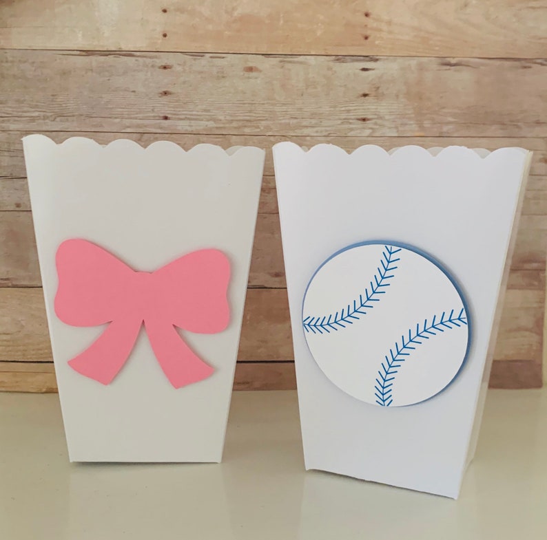 Gender Reveal Baseball Theme Party Gender Reveal Popcorn Box - Etsy