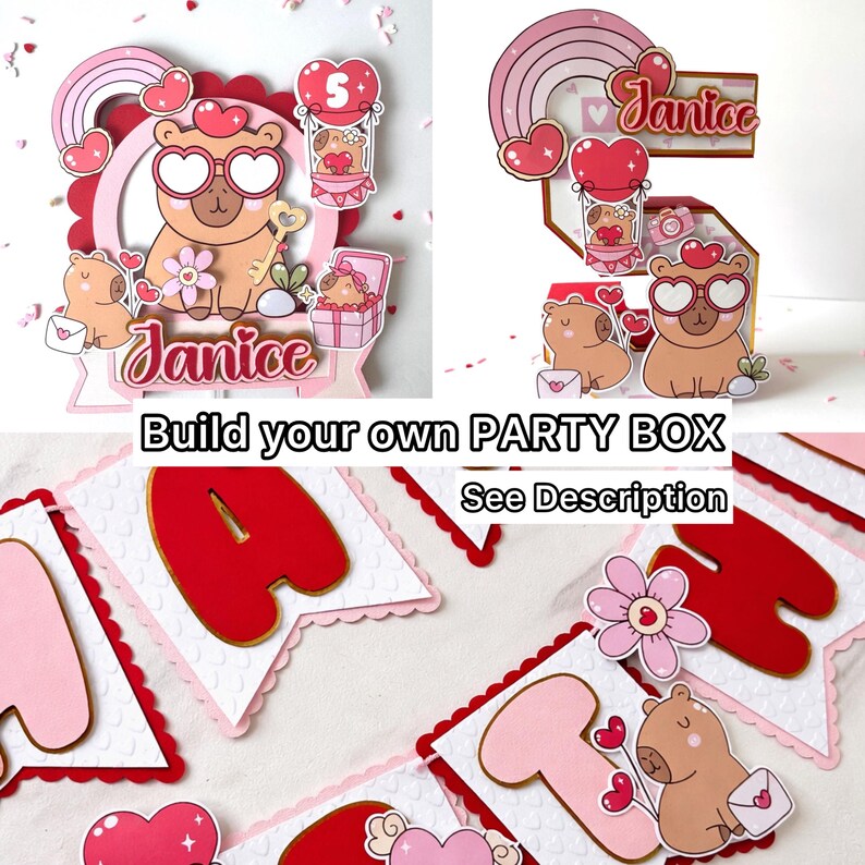 Capybara Happy Birthday Banner Valentines Capybara Theme Party ...