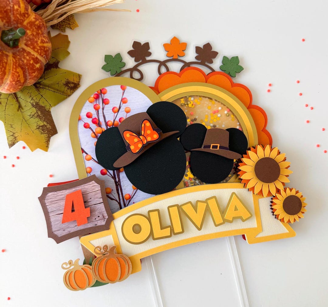 Mickey Mouse Fall Cake Topper, Thanksgiving Theme Party Decorations ...