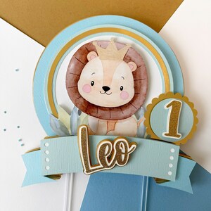 Cute Lion First Birthday Cake Topper Safari Animals Party Decorations ...