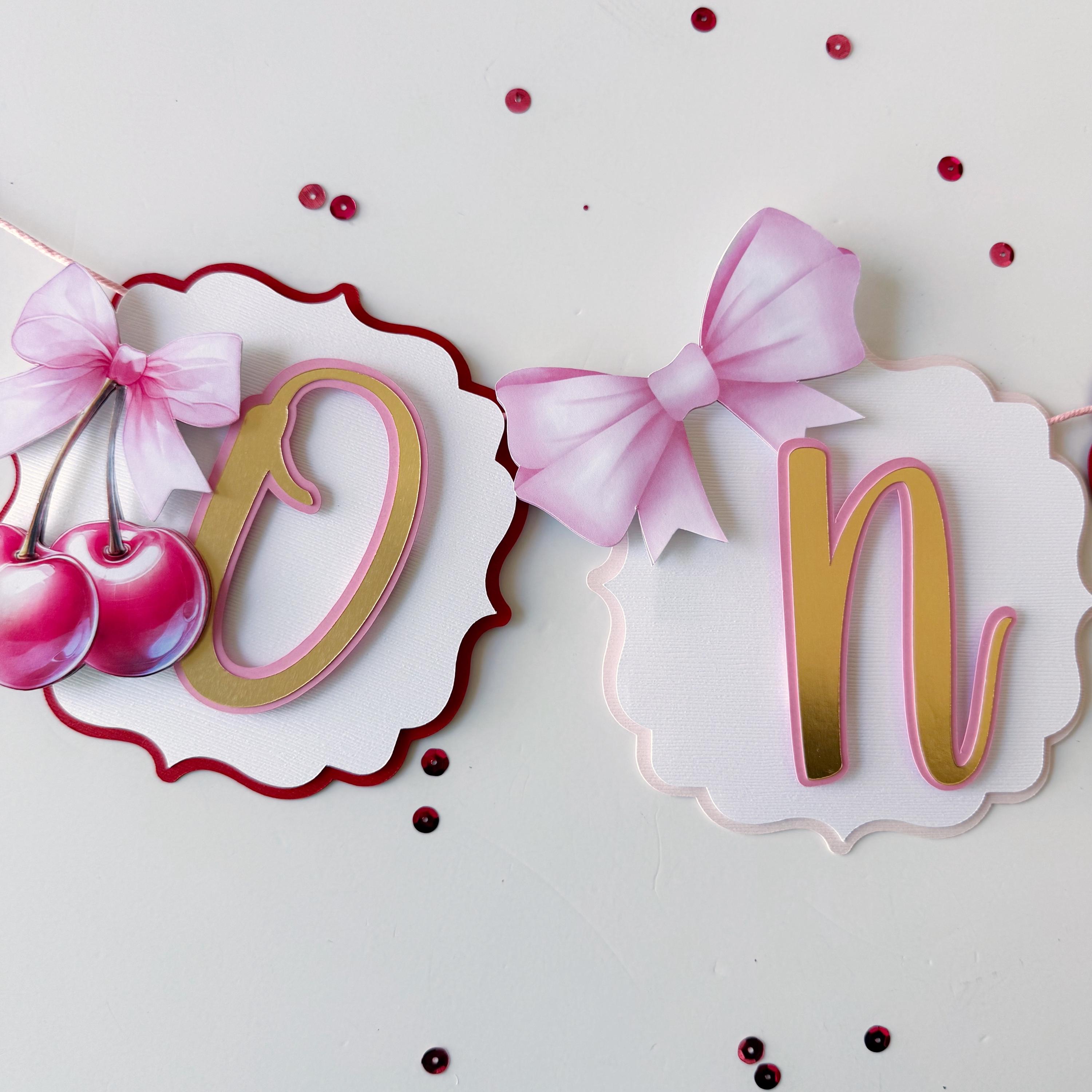 Cherry and Bow High Chair Banner Coquette Cherry Theme First Birthday ...