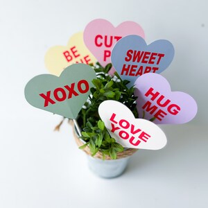 Conversation Hearts Cupcake Toppers Valentines Day Party Decorations ...