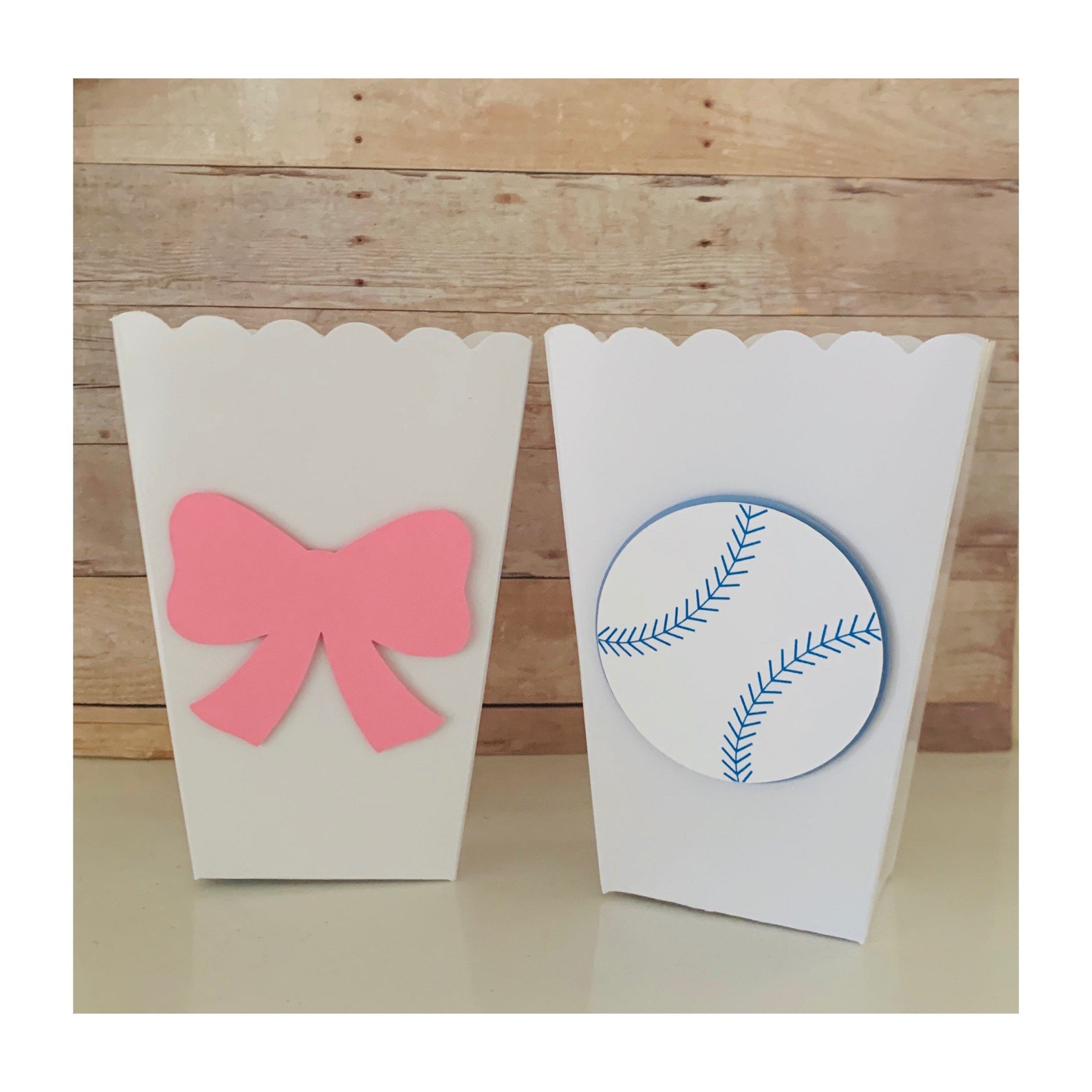 Gender Reveal Baseball Theme Party Gender Reveal Popcorn Box - Etsy