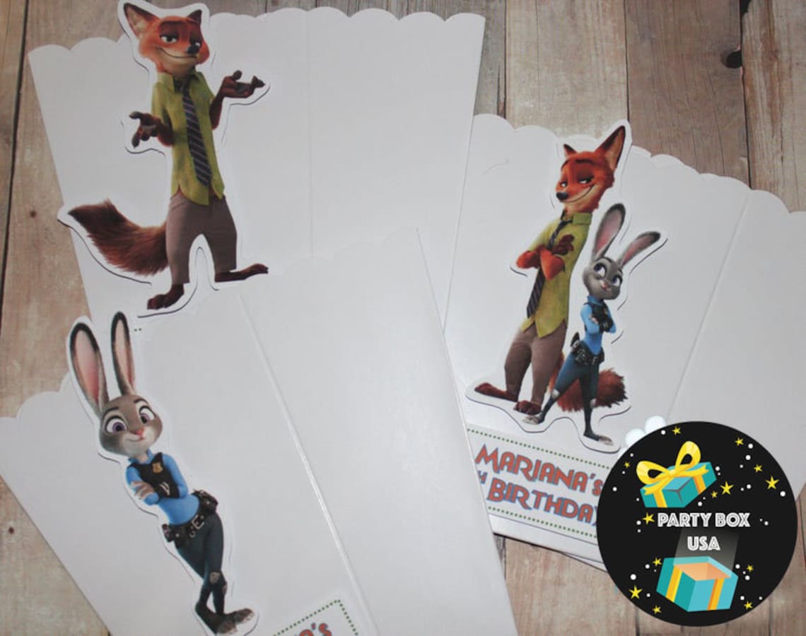 Zootopia Popcorn Box Zootopia Party Decorations Zootopia | Etsy