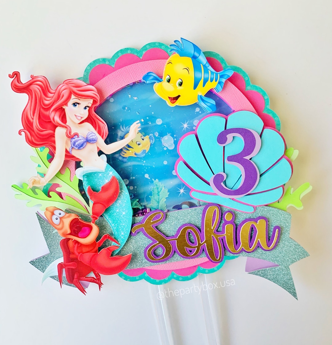 Little Mermaid Cake Topper, Princess Ariel Party Decorations ...