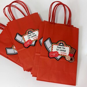 Movie Birthday Party Favor Bags, Hollywood Party Theme, Movie Night ...