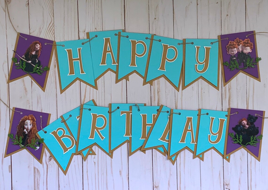 Brave Happy Birthday Banner Disney brave party decorations | Etsy