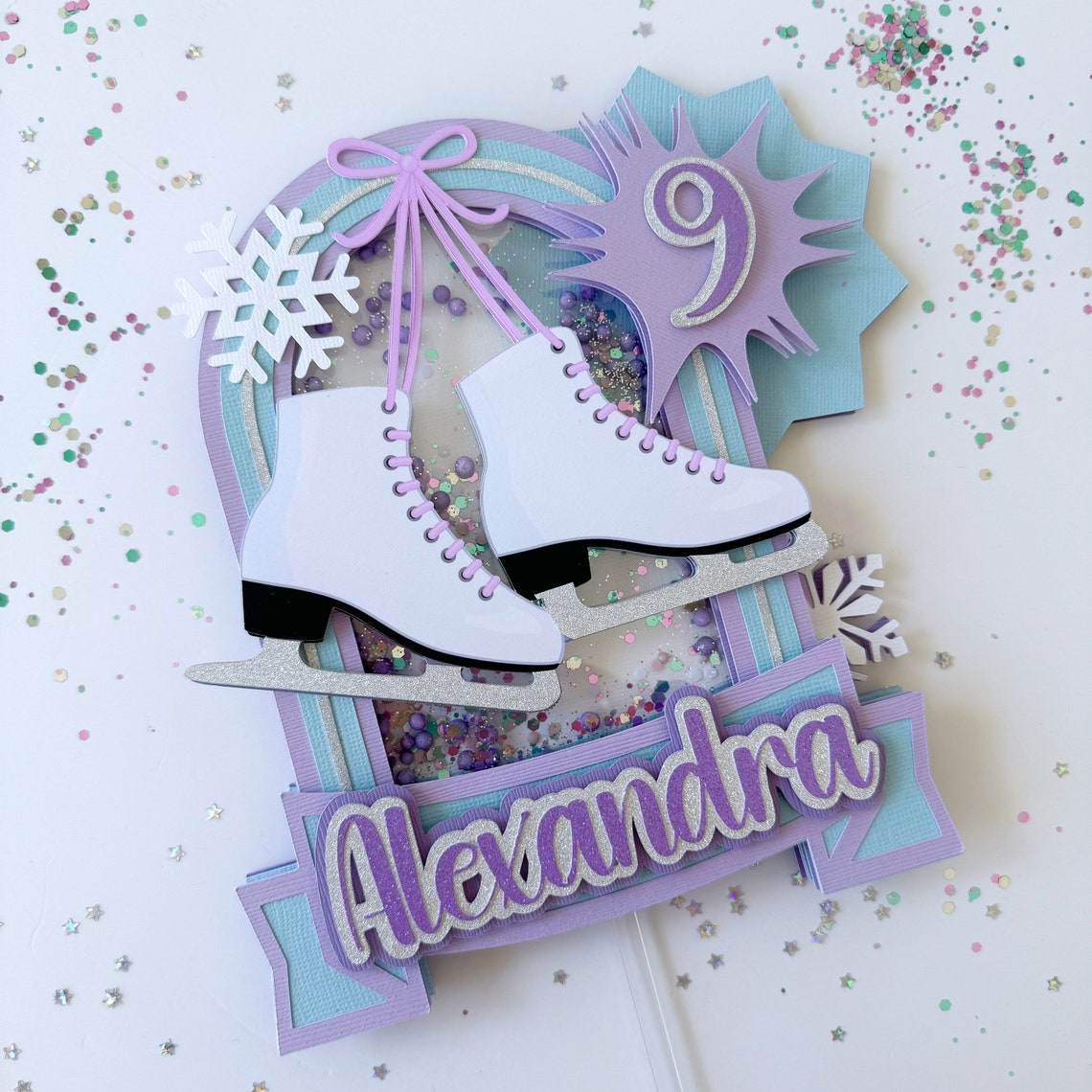 Ice Skating Theme Party Cake Topper Ice Skating Party Decorations Ice ...