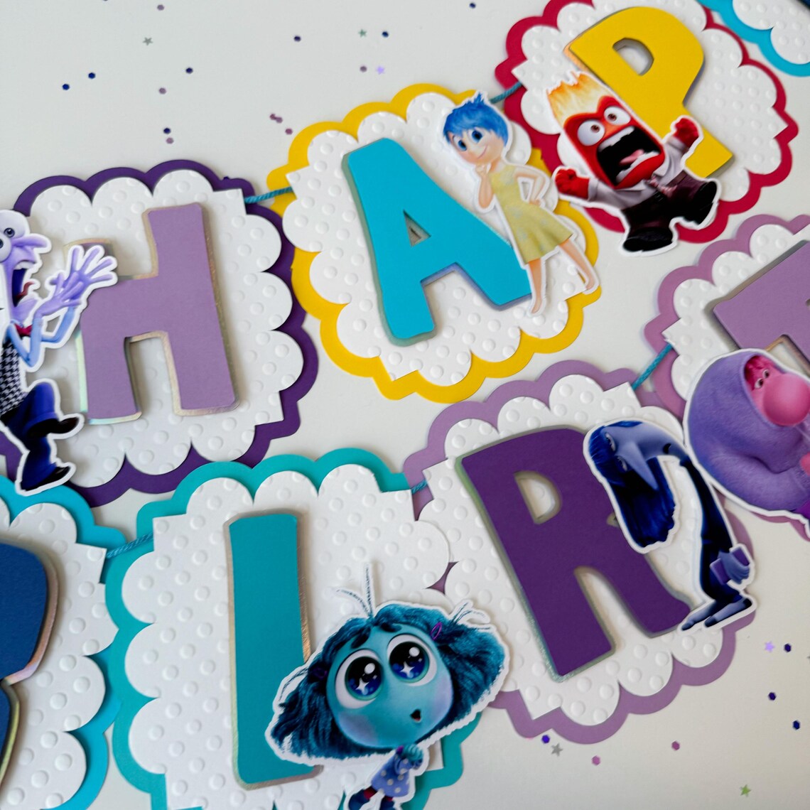 Inside Out Birthday Banner Inside Out Party Decorations Happy Birthday ...