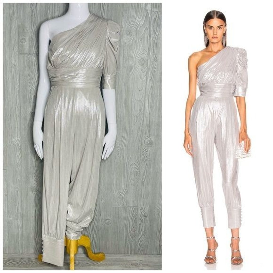 Rare Retrofete Thambi Jumpsuit / Romper One Shoulder Silver Retro ...