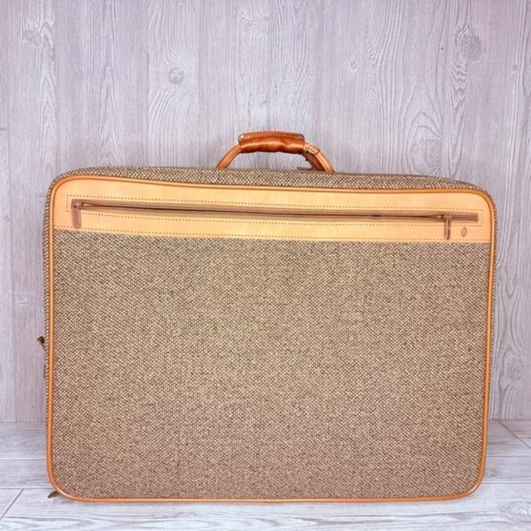 Vintage Hartman Leather Tweed Damask travel Luggage Suitcase Travel Zip ...