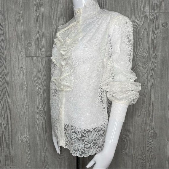 Vintage Alice Stuart lace sheer Victorian ruffle blou… - Gem