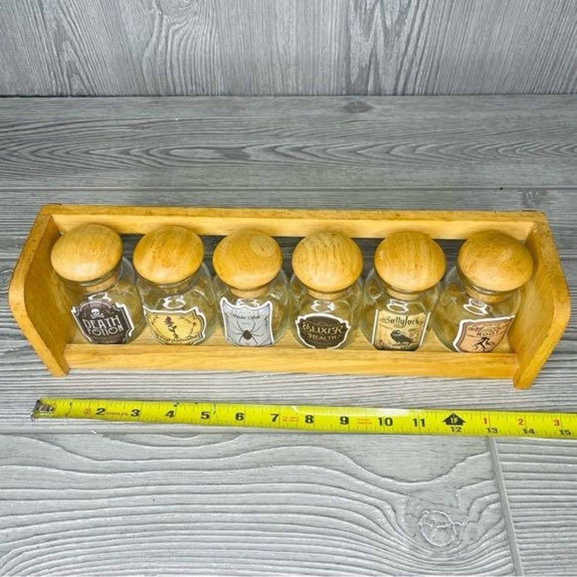 Handmade Diy Potion Vintage Spice Rack / Spice Jars Halloween Kitchen ...