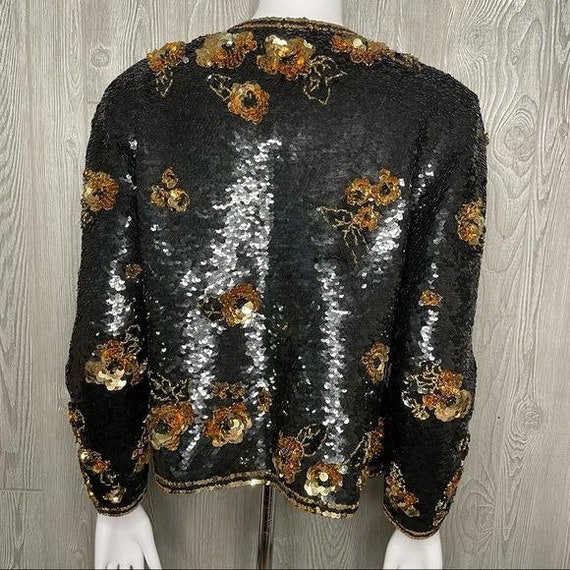 Vintage Howard wolf wool sequin floral long sleeve ca… - Gem