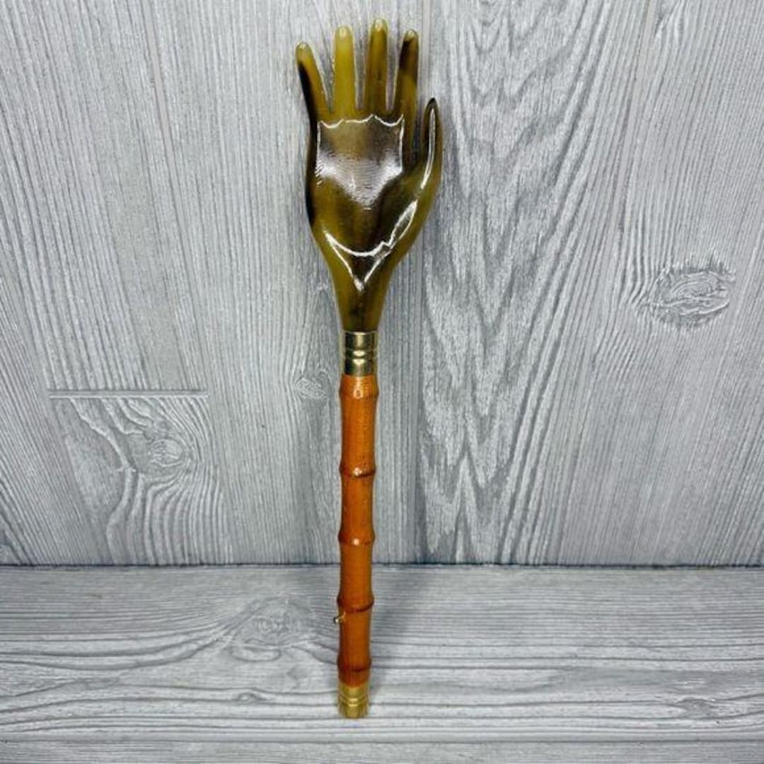 Vintage Back Scratcher Bamboo & Jade Color Stone or Plastic Collectable ...