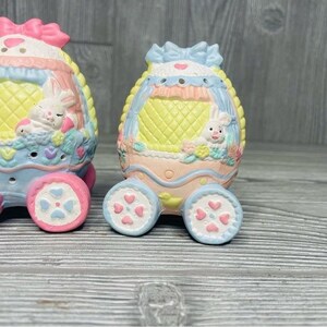 Ceramic Bunny Rabbit Train Village Easter Lighted Village With Cord ...