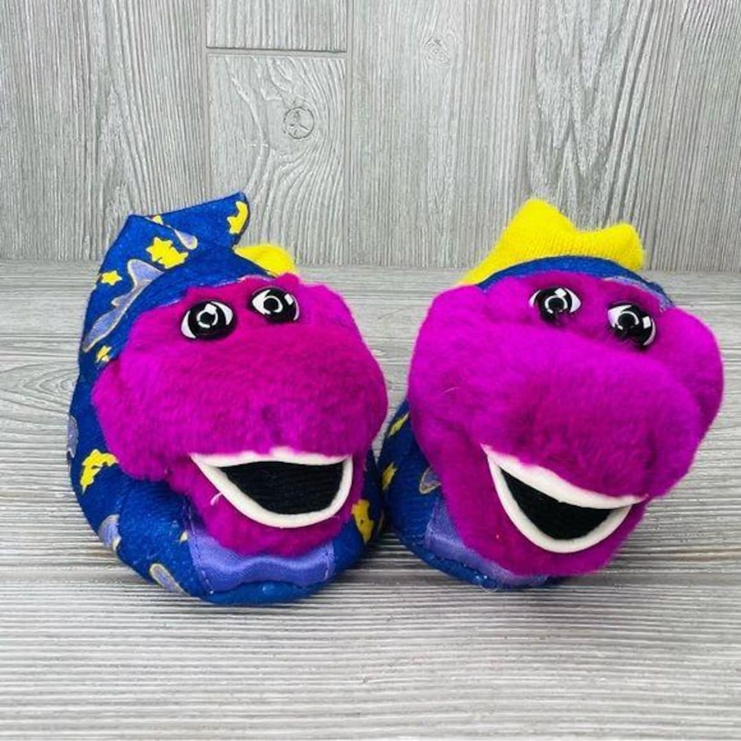 Rare Vintage 1990s Retro Bedtime With Barney Dinosaur Slippers / Shoes ...