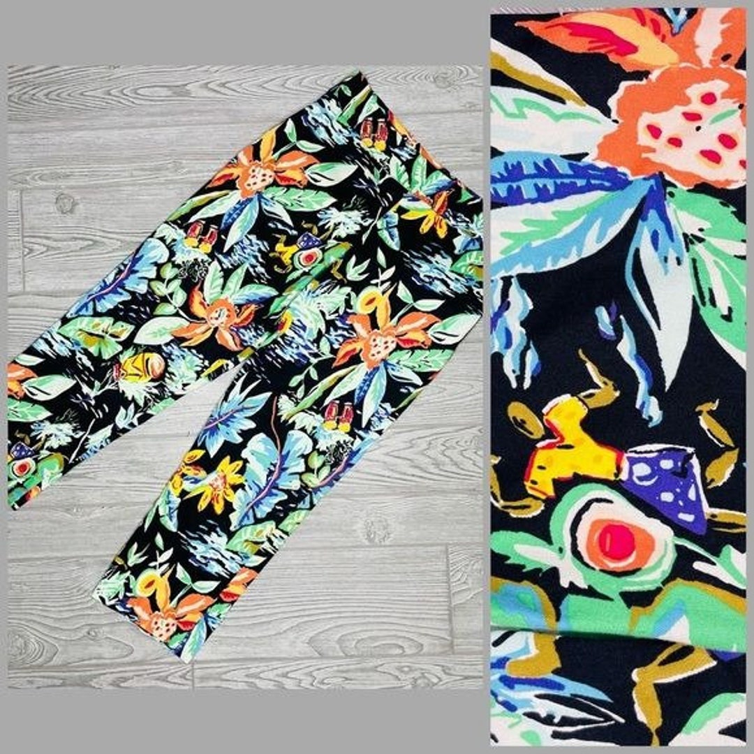 Vintage Finity Caribbean Tropical Hibiscus Floral Flower Print Capri ...