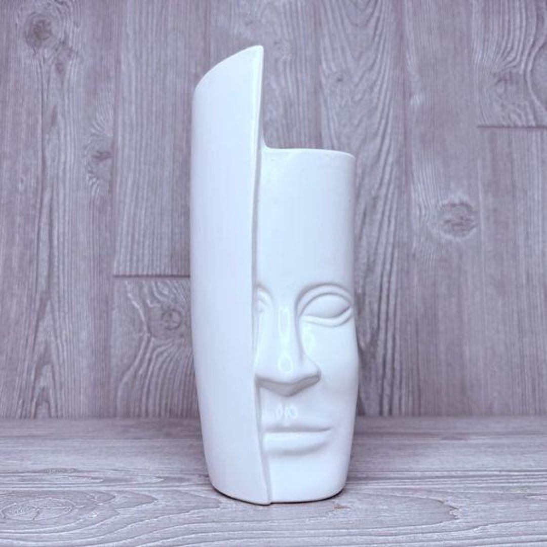 Flower Vase Facial Art Ceramic Vase Decoration Unique Weird Face Vase ...