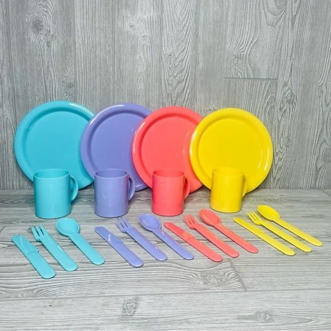 1980s Vintage Modern Pastel Melamine Dinnerware Set Picnic Bundle 20 ...