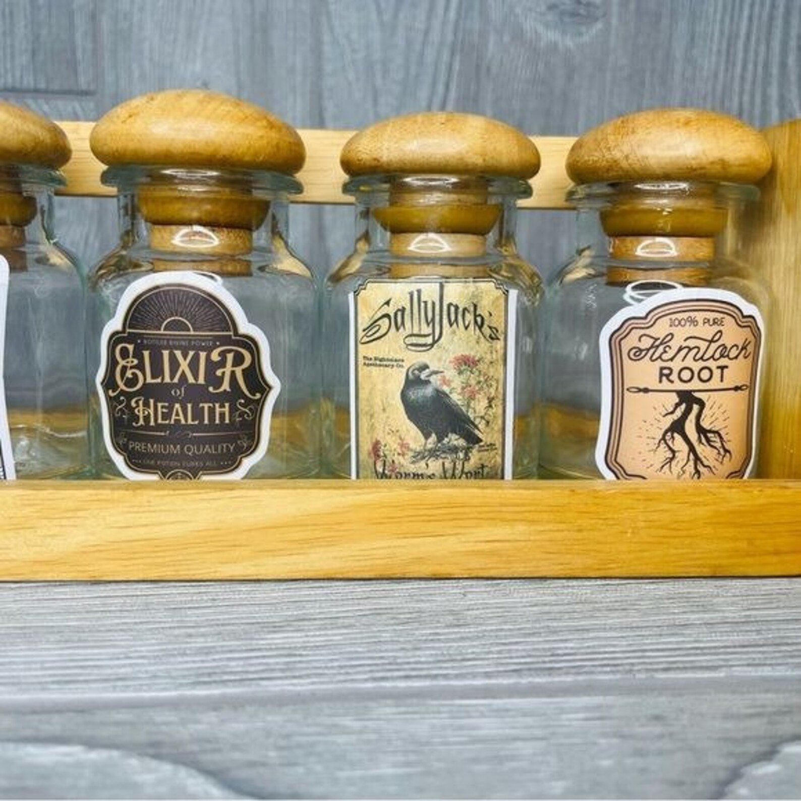 Handmade Diy Potion Vintage Spice Rack / Spice Jars Halloween Kitchen ...