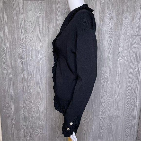 Vintage Vertigo Paris Ruffle Button Front Cardigan Sweater Black Button ...