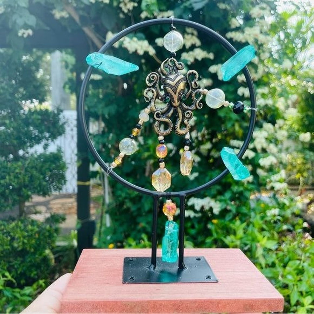 Handmade Jeweled Octopus Sun-catcher With Gems and Beads Unique ...