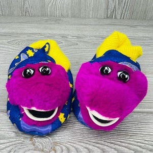 Rare Vintage 1990s Retro Bedtime With Barney Dinosaur Slippers / Shoes ...