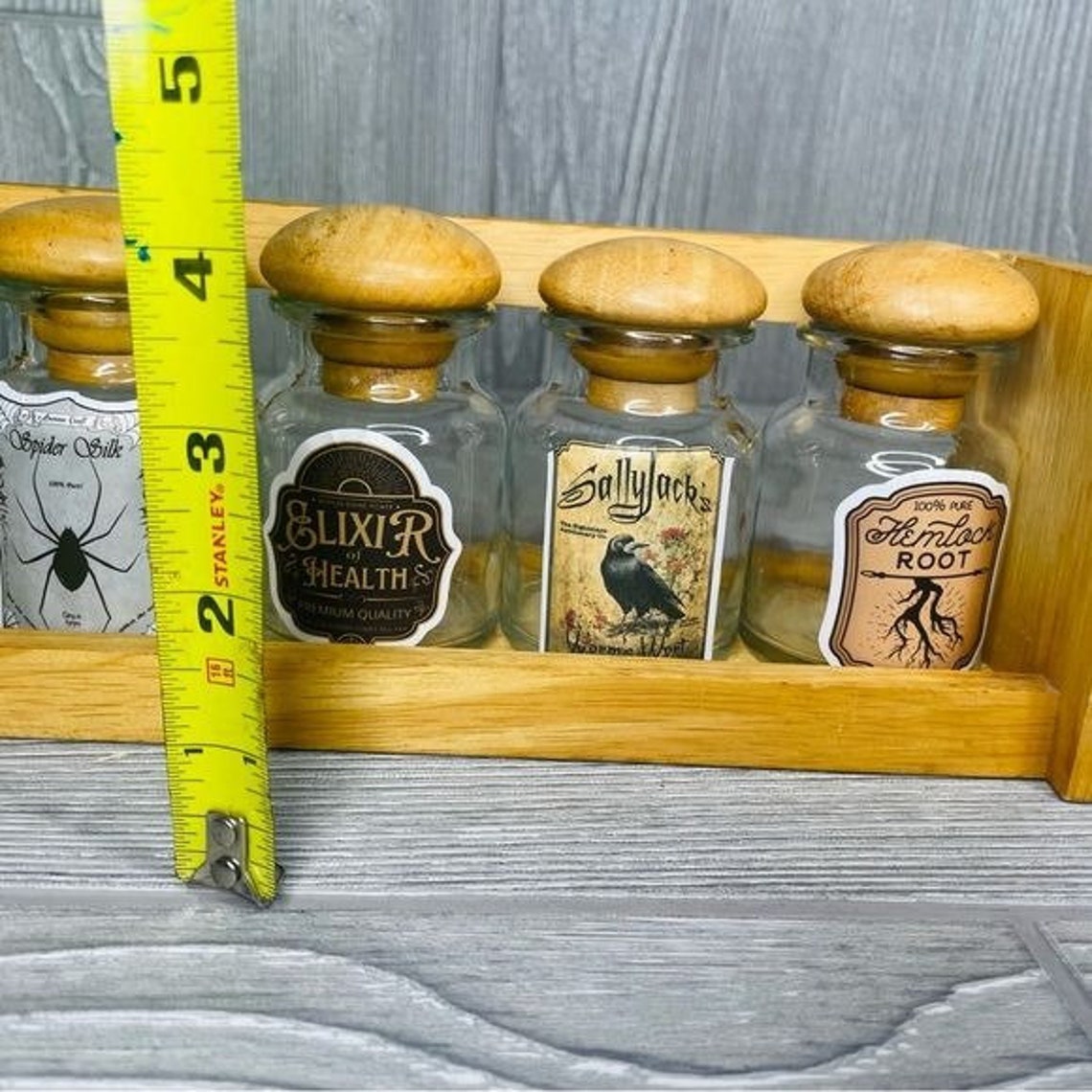 Handmade Diy Potion Vintage Spice Rack / Spice Jars Halloween Kitchen ...