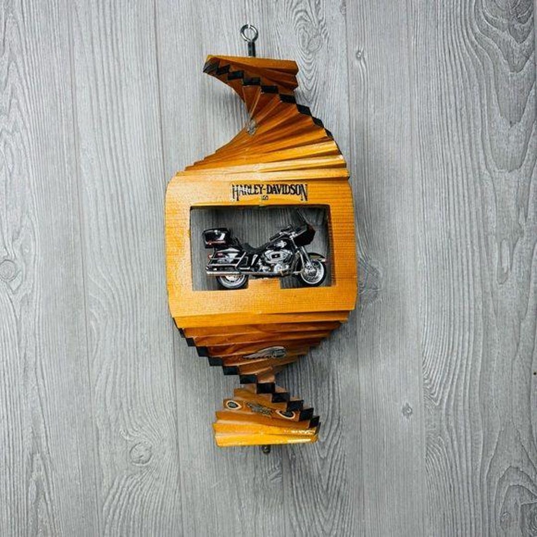Wooden Hand Made Harley Davidson Motorcycle Wind Spinner Spring ...