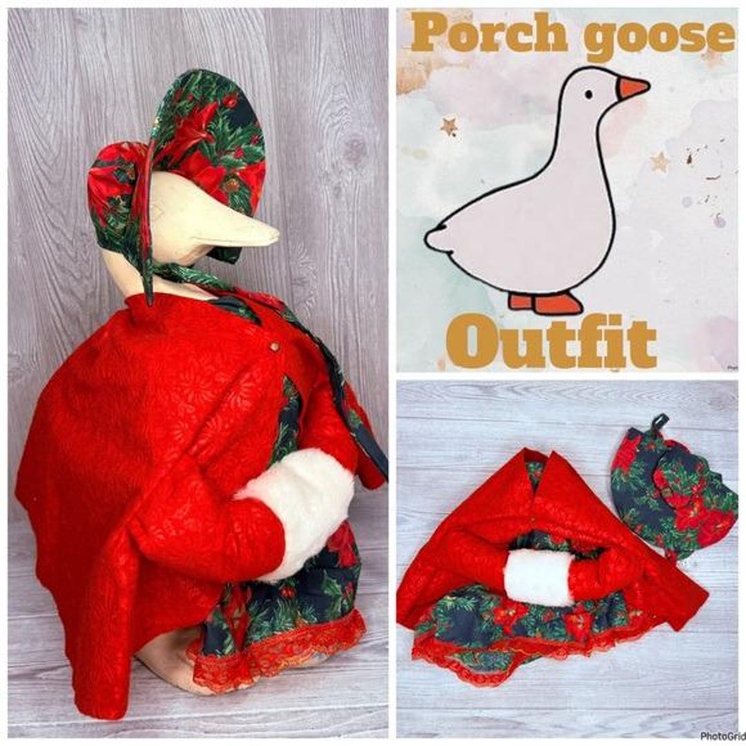 Vintage Hand Made Porch Goose Outfit / Clothes Winter Caroler Outfit ...