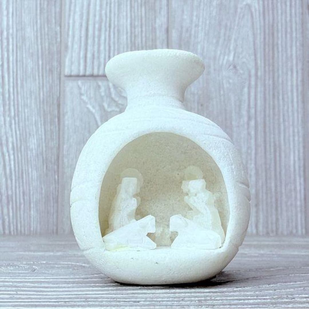 Vintage Alabaster Hand Carved Mini Egg Nativity Figurine Peru Christmas ...