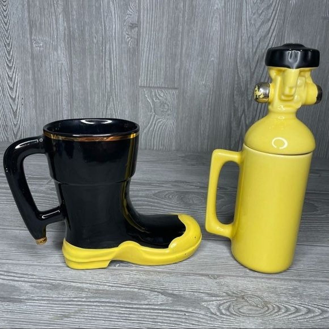 Vintage Fireman Themed Cups Mugs Fireman Boot Coffee Mug and Fireman ...