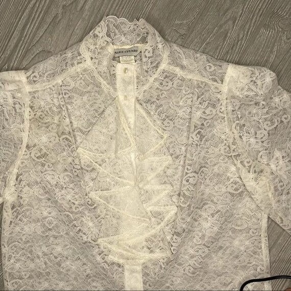 Vintage Alice Stuart lace sheer Victorian ruffle blou… - Gem