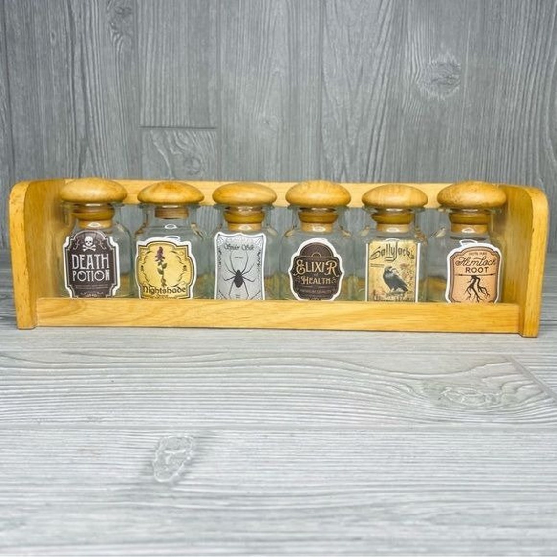 Handmade Diy Potion Vintage Spice Rack / Spice Jars Halloween Kitchen ...