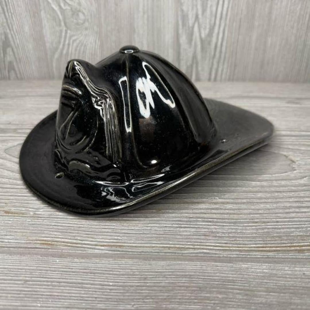 Vintage Rare Haeger 8262 Black Glazed Fireman Helmet Hat Hanging ...
