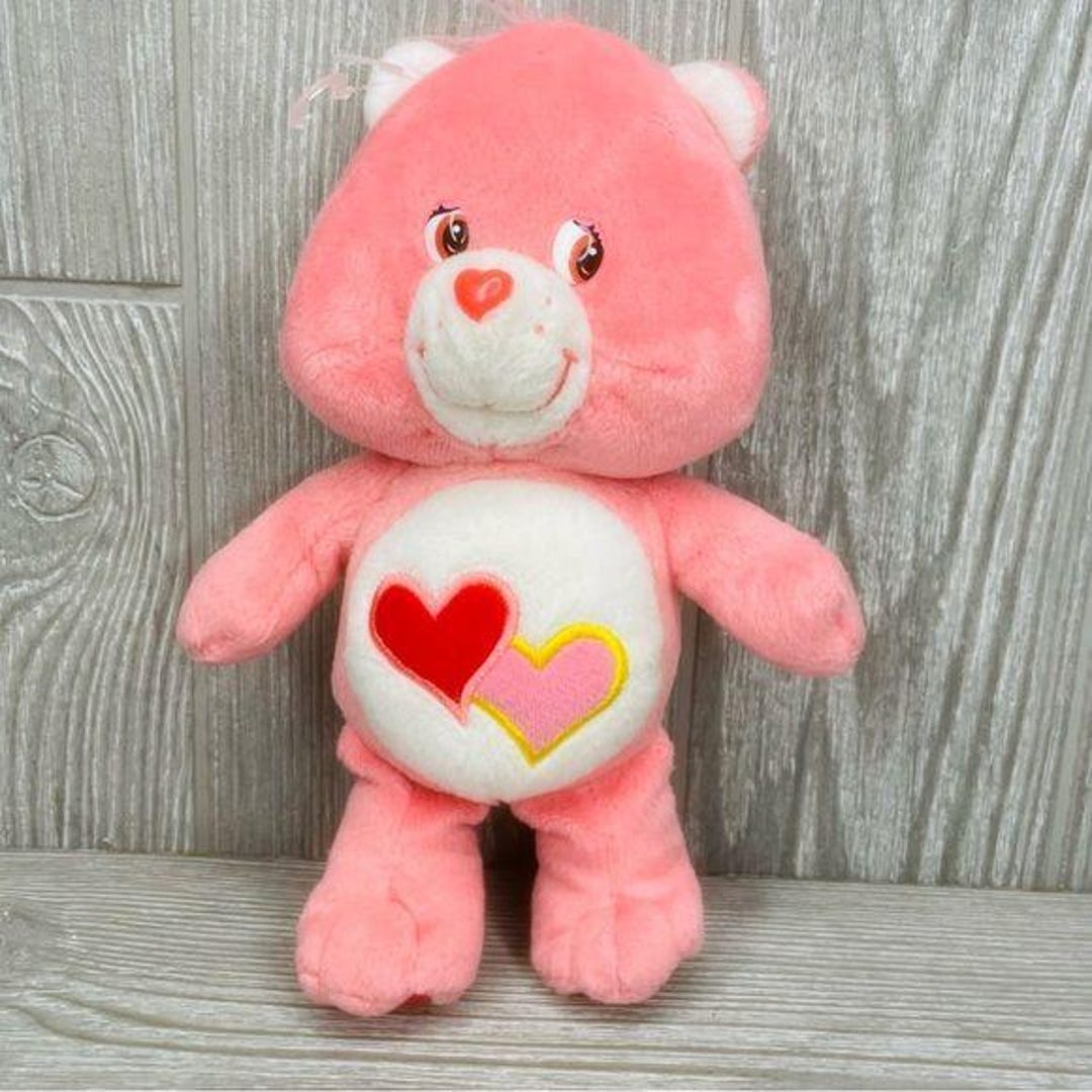 Vinatge 9 Inch Lots of Love Care Bear Plush Stuffed Animal Bear Pink ...
