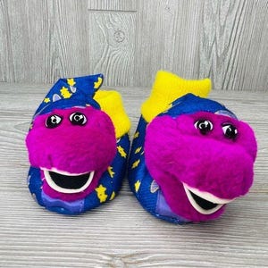Rare Vintage 1990s Retro Bedtime With Barney Dinosaur Slippers / Shoes ...