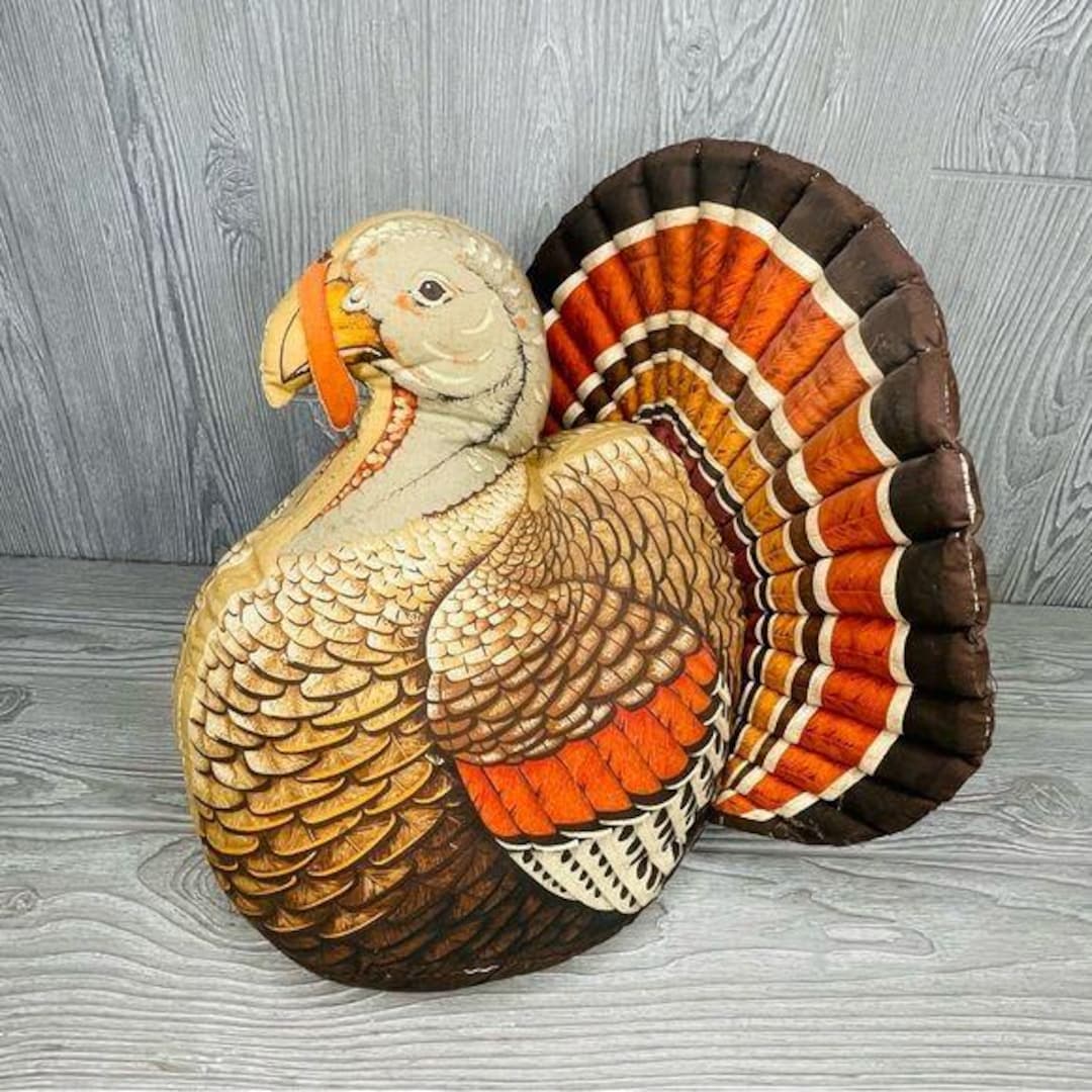 Vintage 1980s Hand Made Plush Weighted Turkey Pillow Decoration Thanks ...
