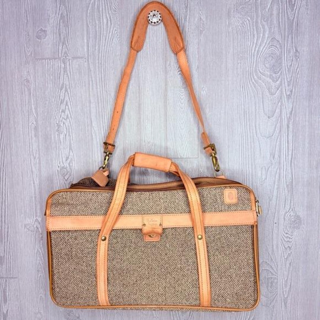 Vintage Hartman Leather Tweed Damask travel Rolling Luggage Suitcase ...