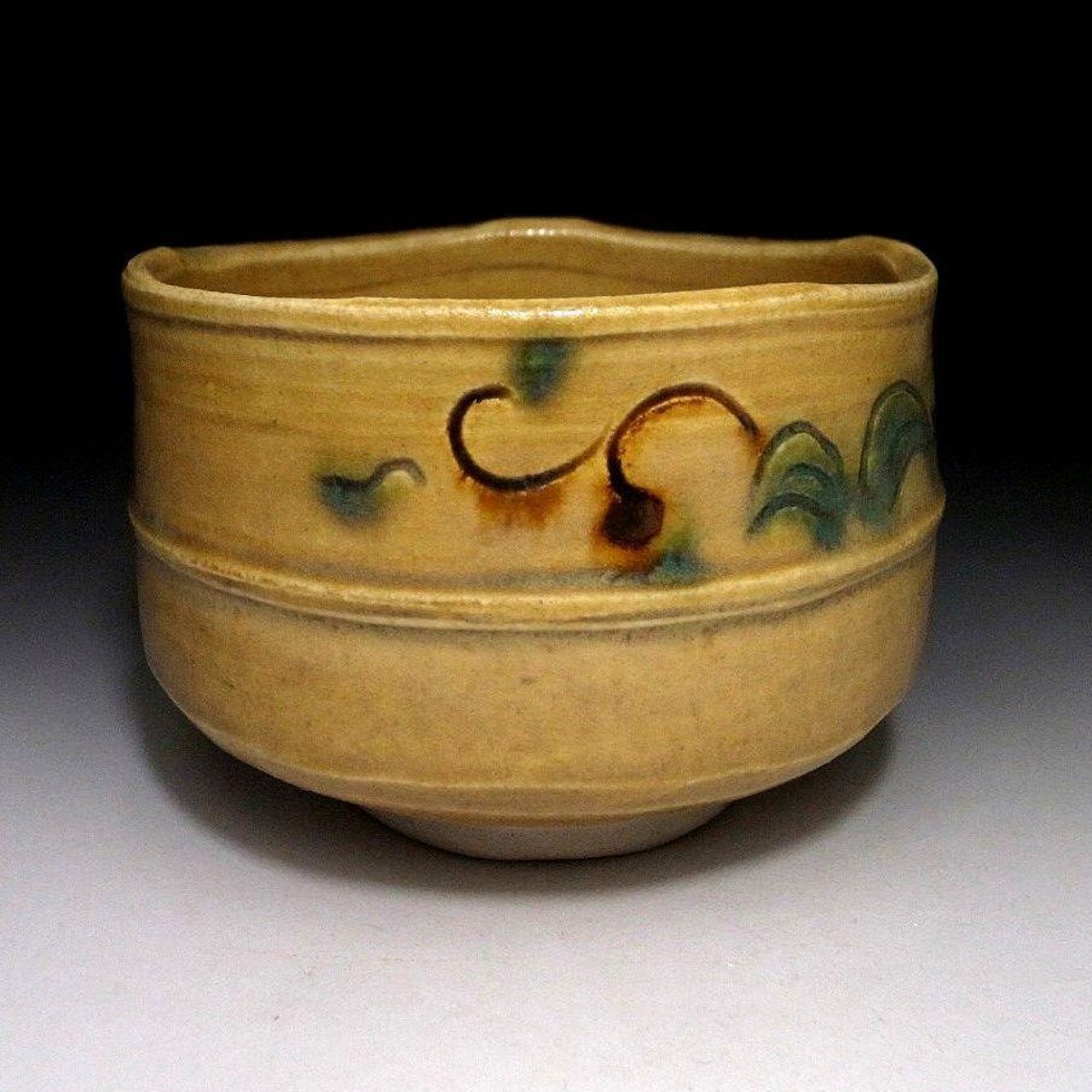 Vintage Japanese Pottery Tea Bowl of Seto Ware Yellowish | Etsy