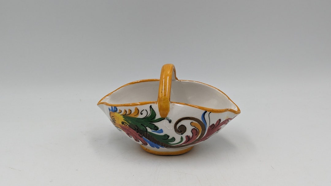 Retro Kitsch Vintage Mid Century Majolica Peacock Small Basket ...